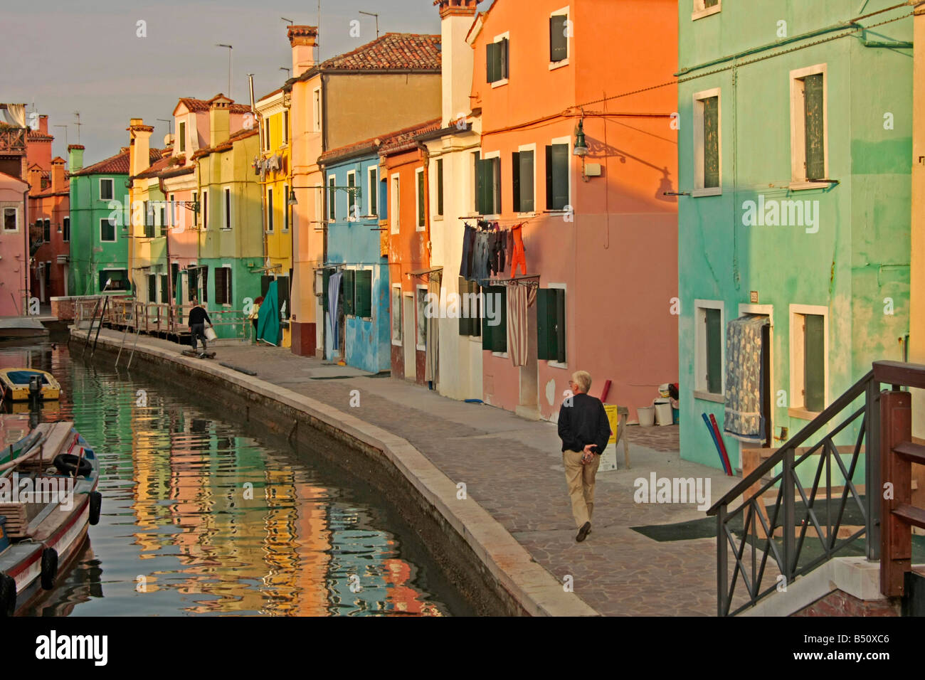 Burano Island famous for the colourful painted homes Venetian Lagoon ...
