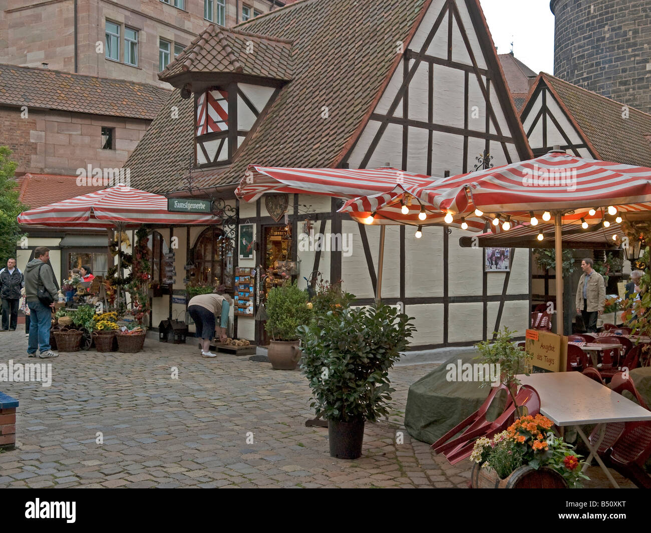 Handwerkerhof Crafts Yard tourist in front of souvenir shop shops for ...