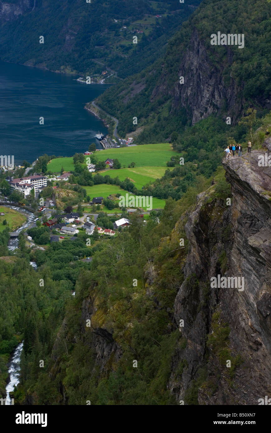 View to famous Geiranger fjord from Flydalsjuvet viewpoint Stock Photo ...