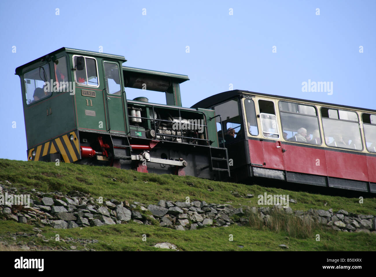 the snowdon mountain railway tourist train, wales Stock Photo - Alamy