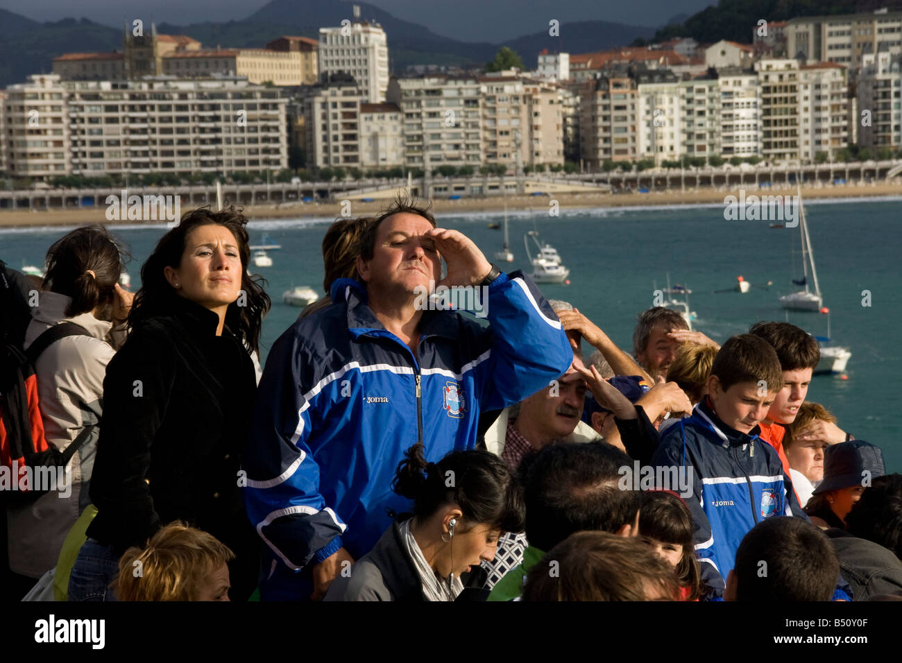 Rowing fans in San Sebastian Stock Photo - Alamy