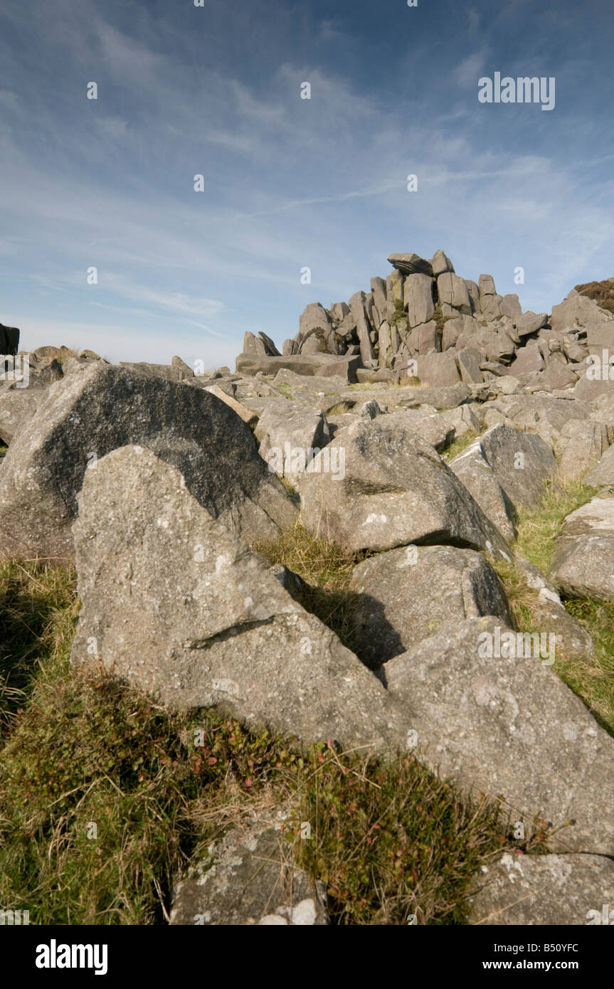 Carn Menyn Carn Meini hilltop rocky shattered granite dolerite outcrop ...
