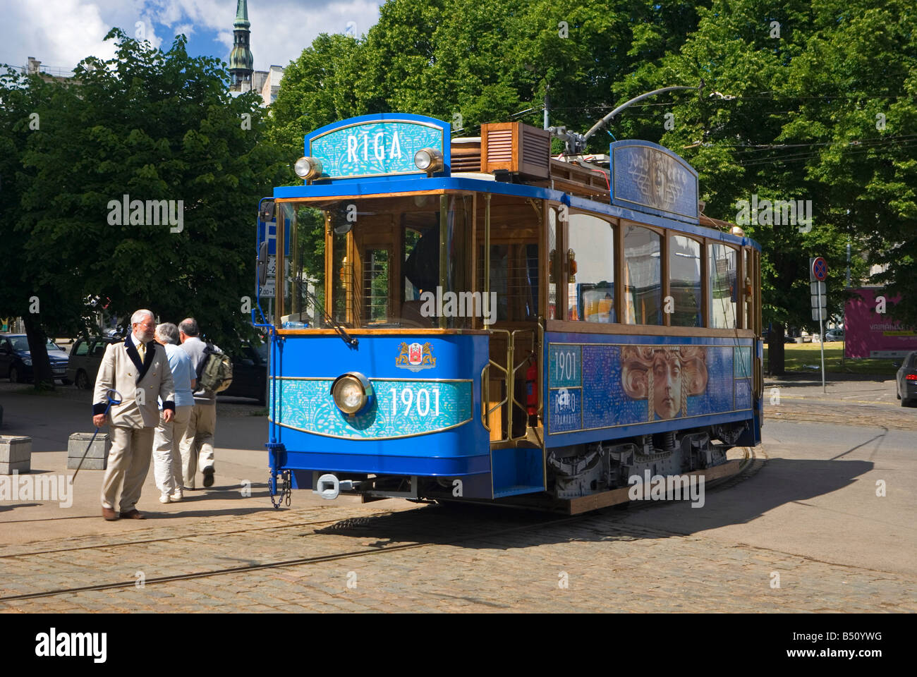 Sightseeing tram in Riga Stock Photo - Alamy