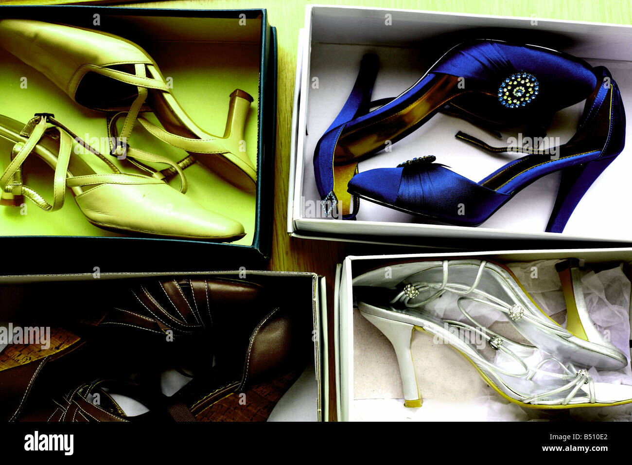 women shoes box four Stock Photo - Alamy