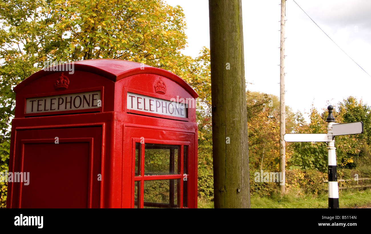 Detail of a phonebox with blank signpost Stock Photo - Alamy