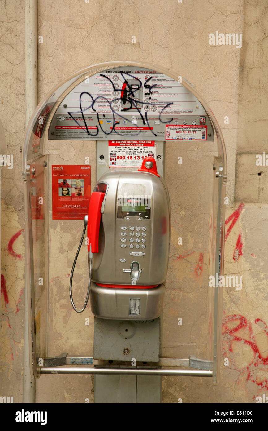 Modern public telephone, Florence, Italy Stock Photo - Alamy
