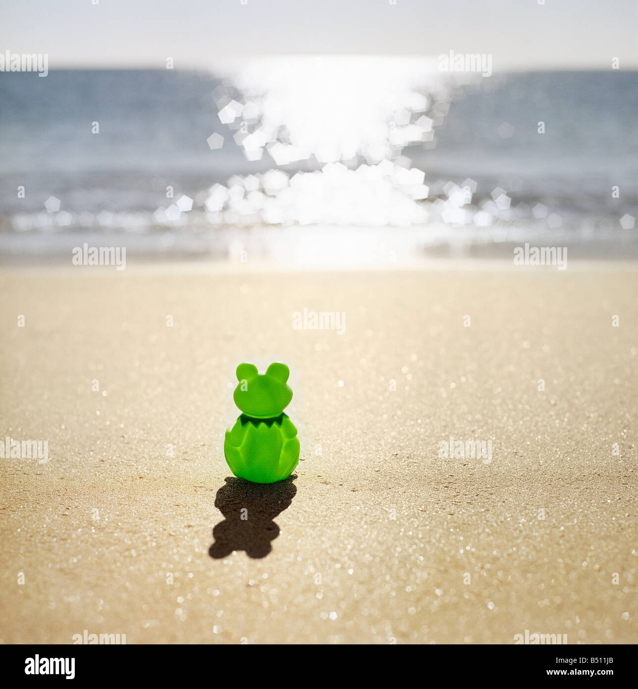Plastic frog on the beach Stock Photo - Alamy