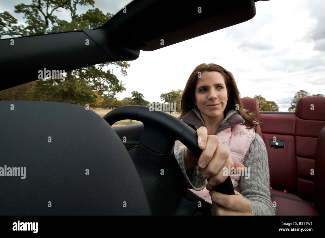 Lady Driving Convertible Car Top High Resolution Stock Photography and ...