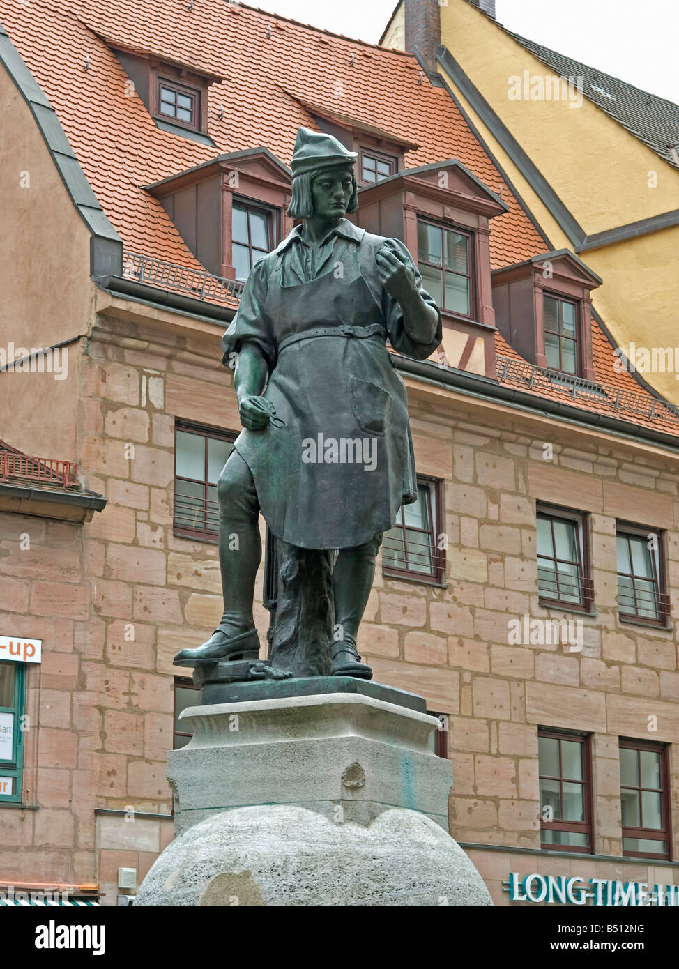 staue of Peter Henlein clockmaker and inventor of pocket watches born ...