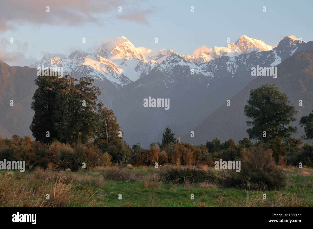View of Mt Tasman and Aoraki/MT Cook, Westland National Park, New ...