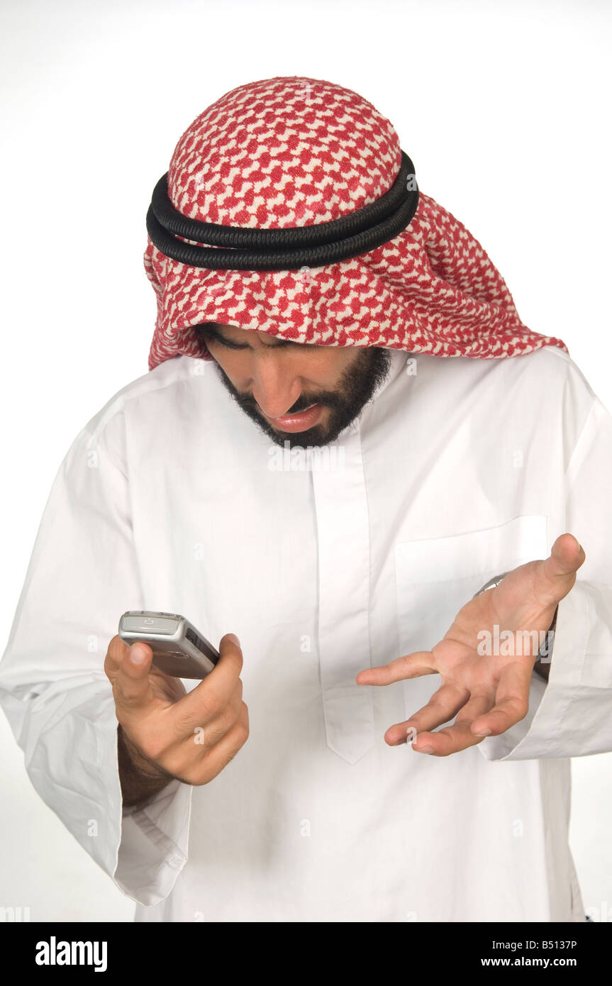 Arabian man angry with cell phone Stock Photo - Alamy