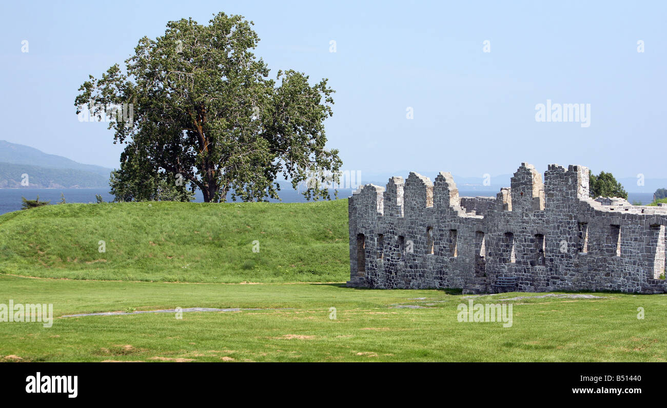 The Fort at Crown Point New York in the summer with Lake Champlain and ...
