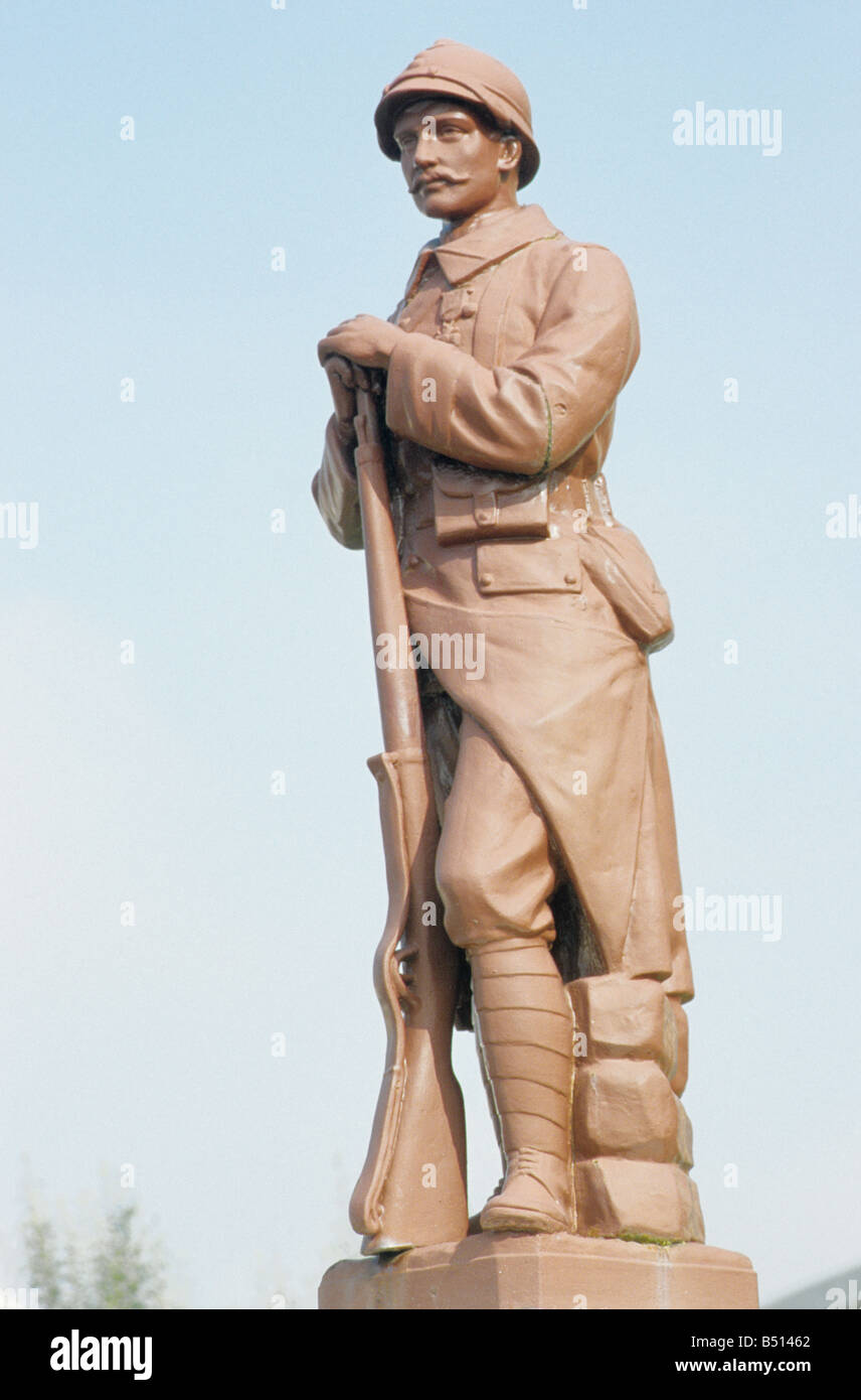 Statue of common soldier, a Poilu, on war memorial in La Tranche-sur ...