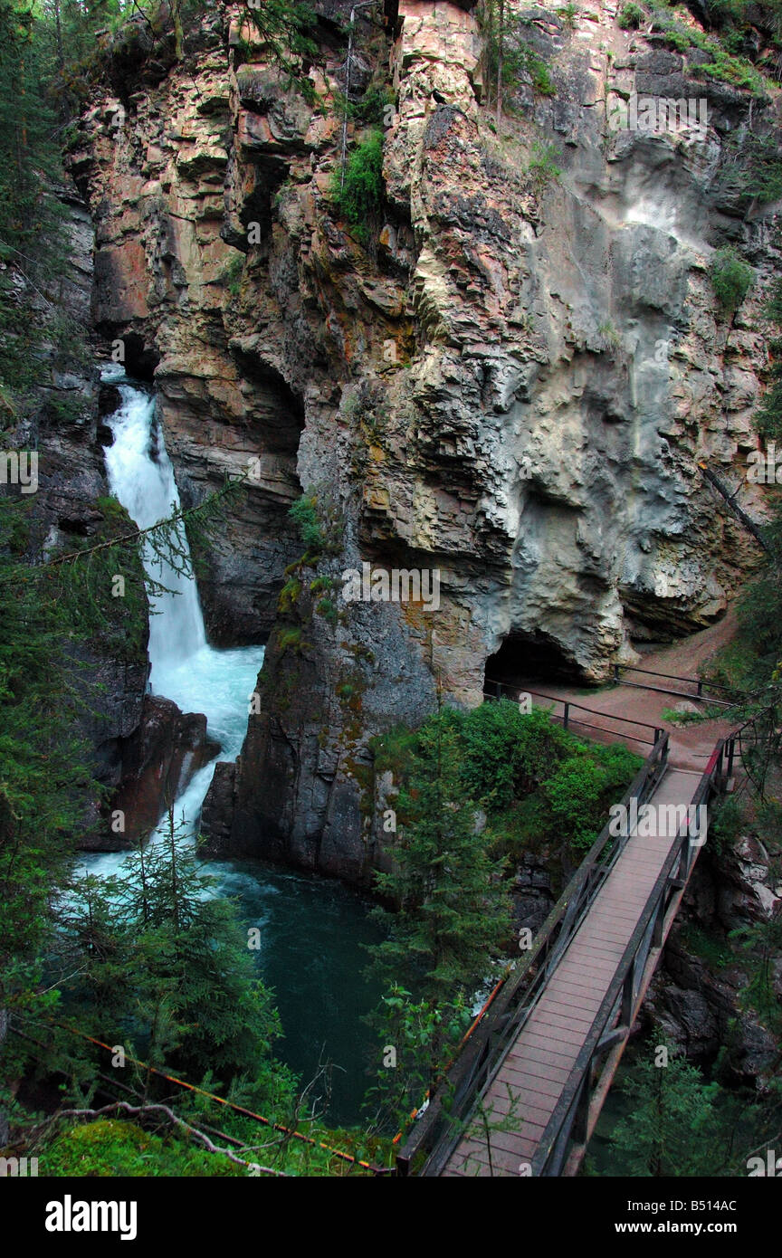 Waterfall in Johnston Canyon Banff National Park Alberta Canada Stock ...