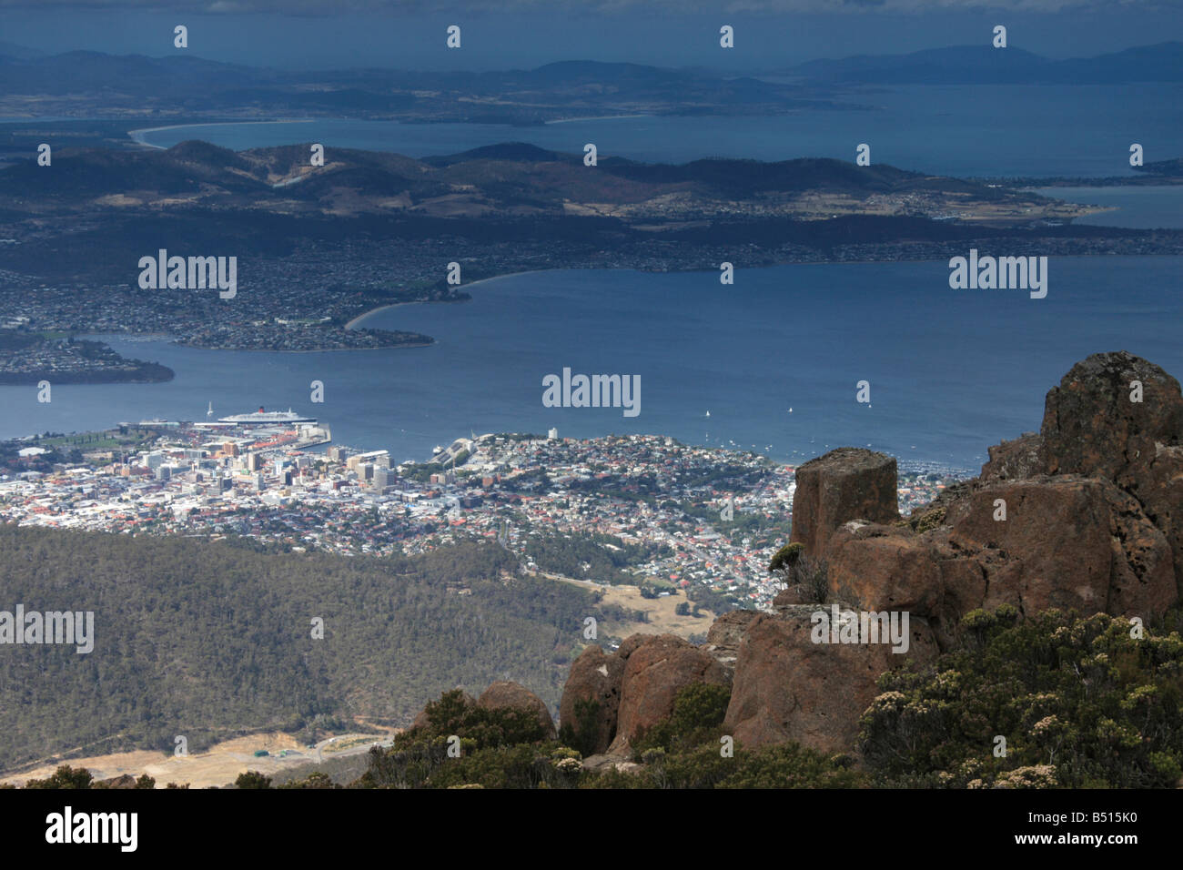View of Hobart from Mt Wellington Stock Photo - Alamy