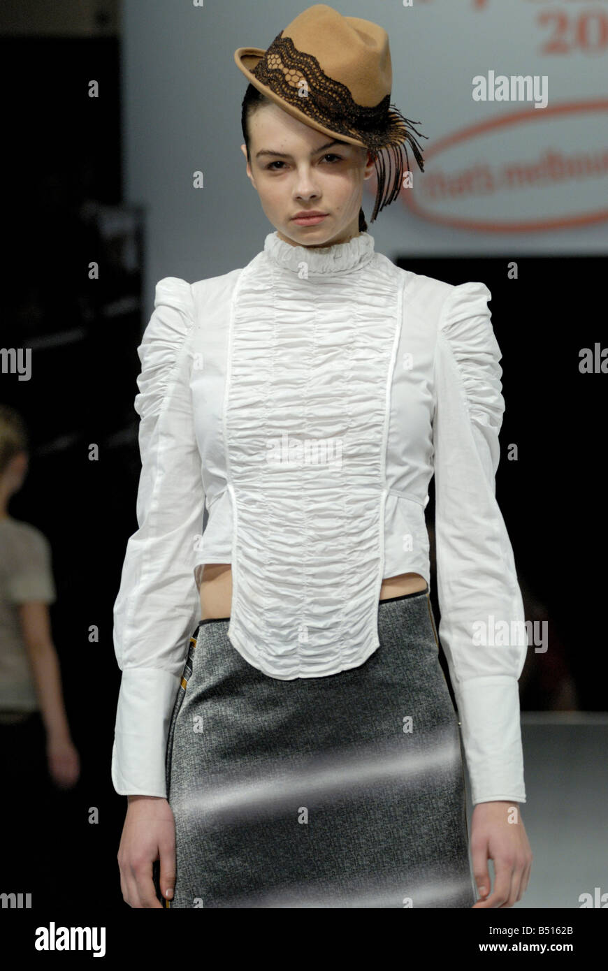 Female model at fashion show Stock Photo - Alamy