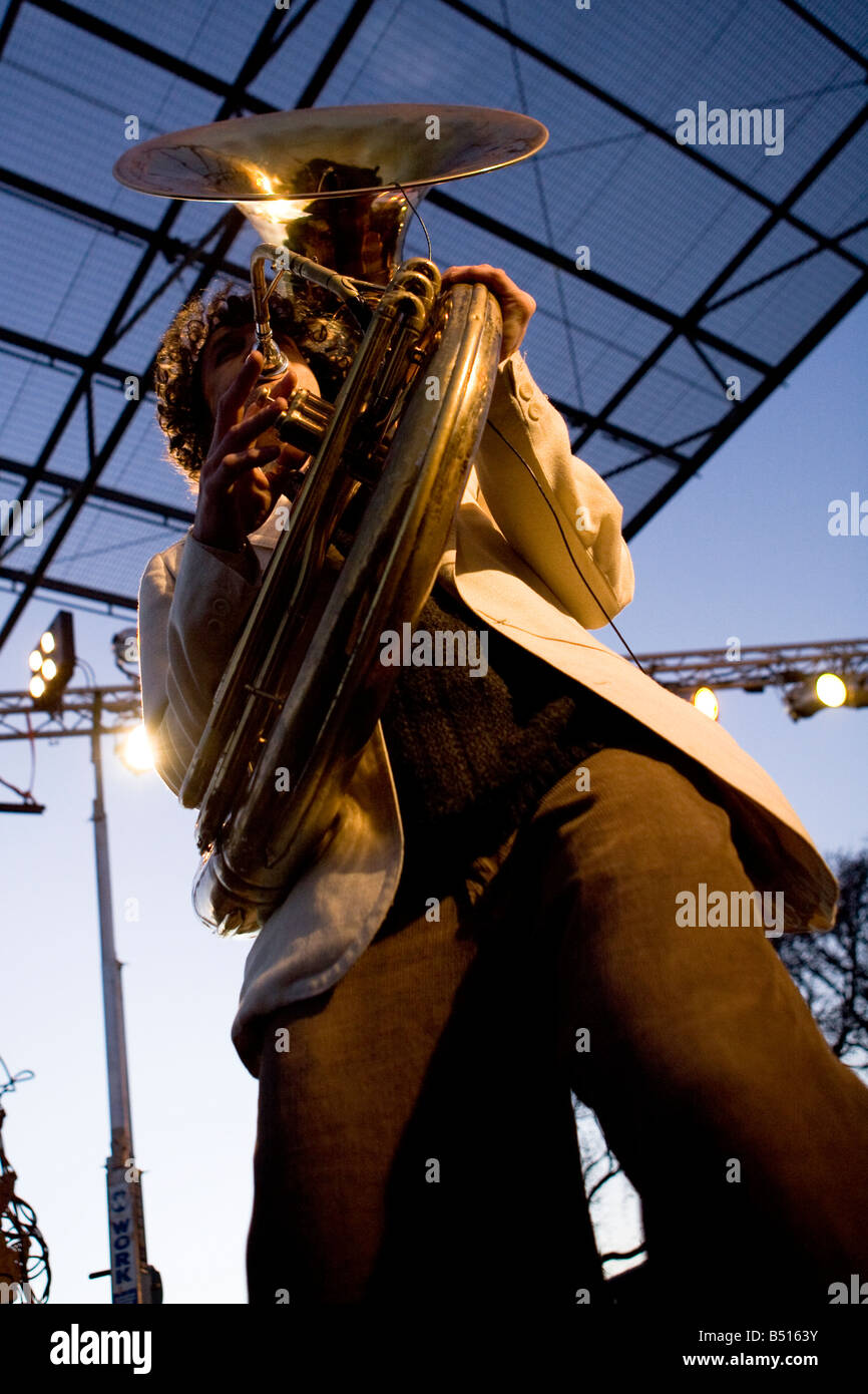 Tubist in a concert in Anfiteatro Griego during the Klezfiesta in ...