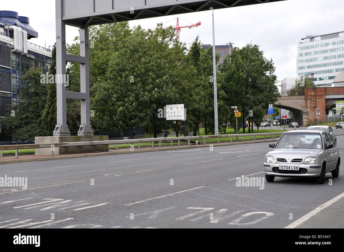 Mancunian way approaching the City of Manchester Stock Photo - Alamy