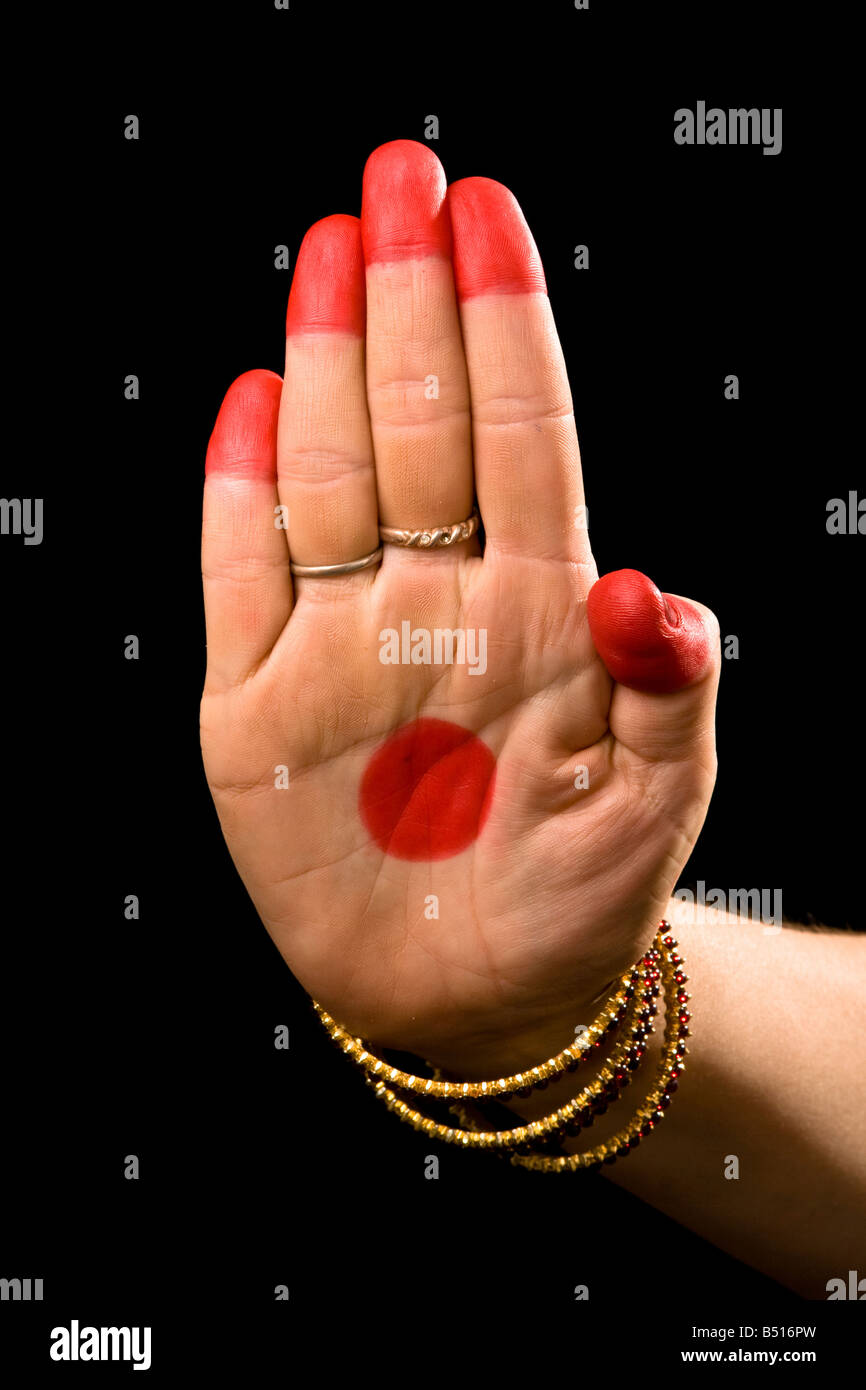 Woman hand showing Pataka hasta meaning flag of indian classic dance ...