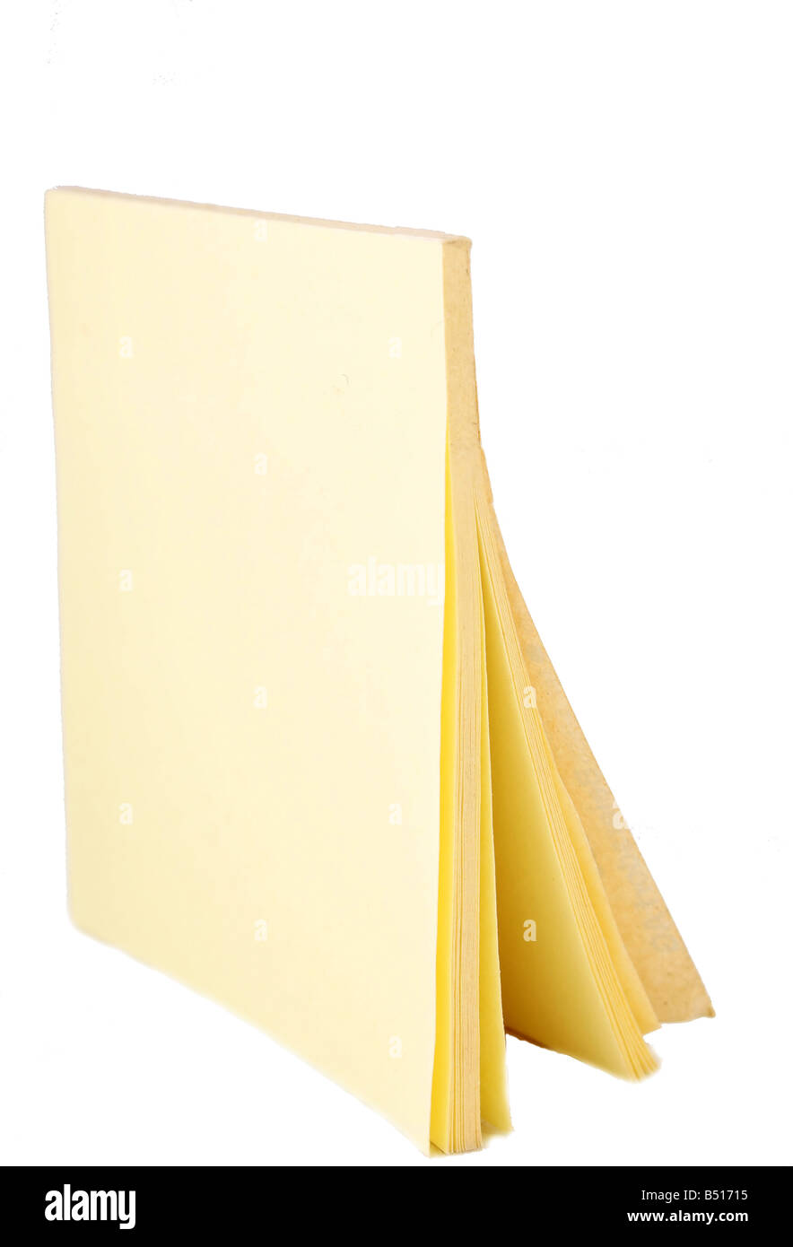 yellow office sticky cards isolated white background Stock Photo - Alamy