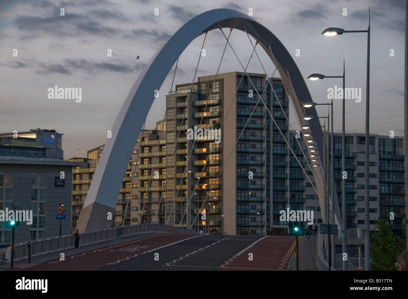 The Clyde Arc (built 2006) crosses the river at an angle and it and the ...