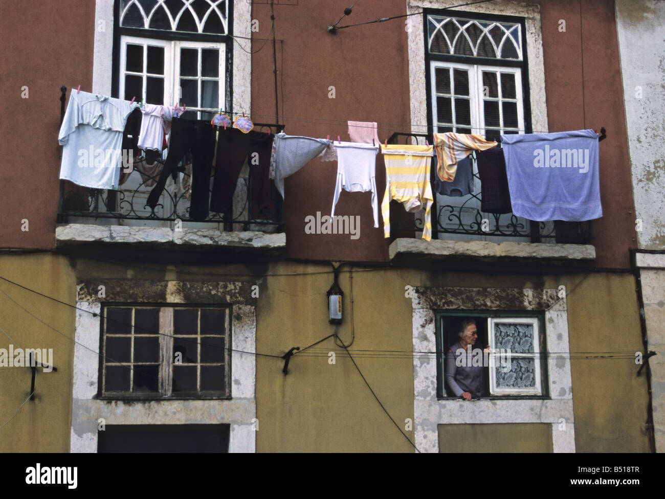 Drying washing, Alfama District, Lisbon, Portugal Stock Photo - Alamy