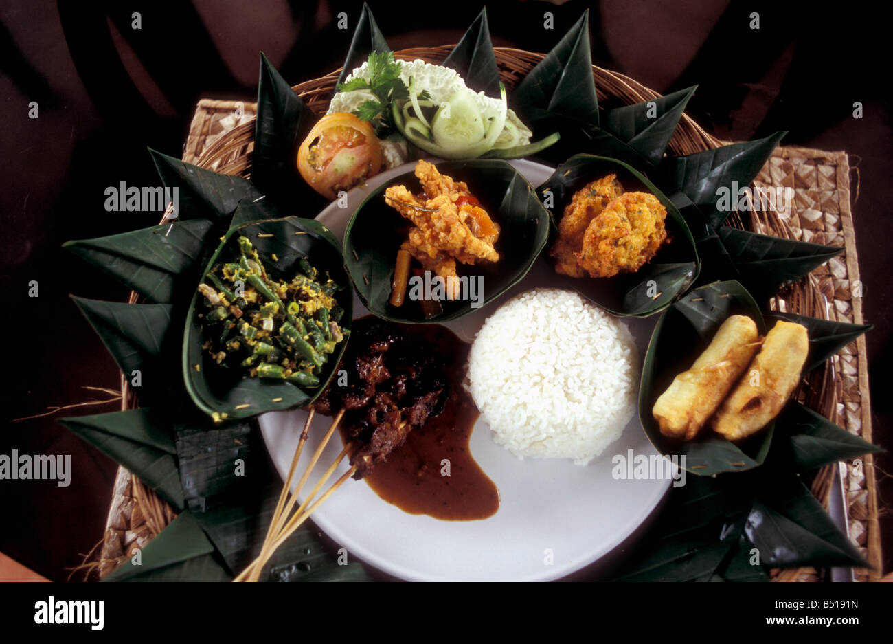 sate dish at puri taman sari mengwi bali indonesia Stock Photo - Alamy