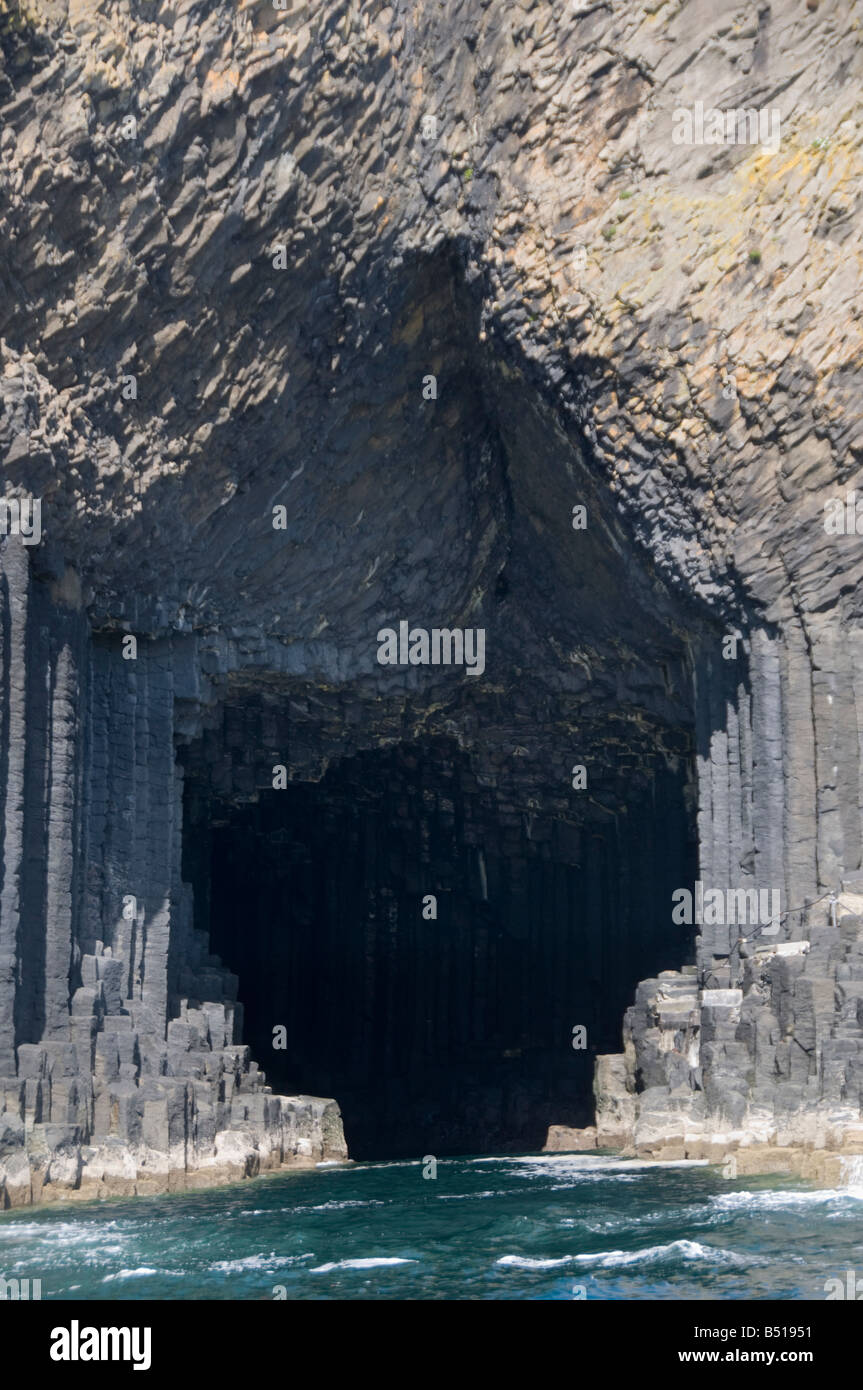Fingal's Cave at the south of the island of Staffa from the sea showing ...