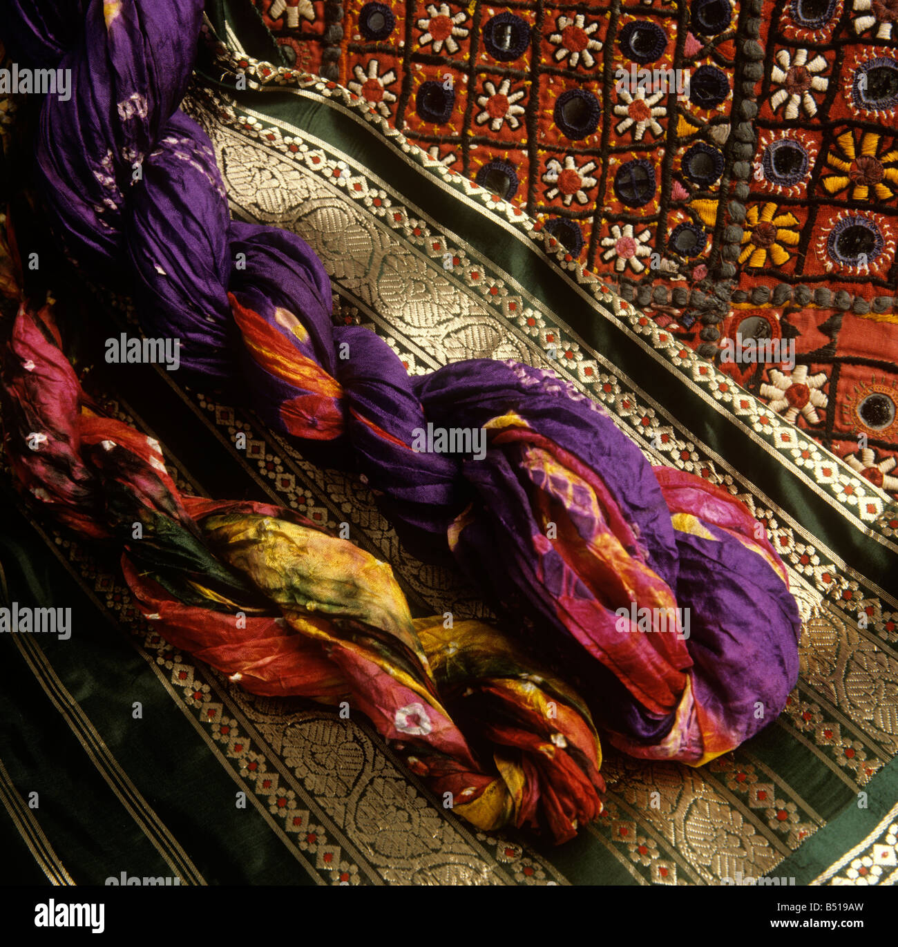 Indian Crafts tie dyed and woven fabric from South India Stock Photo ...