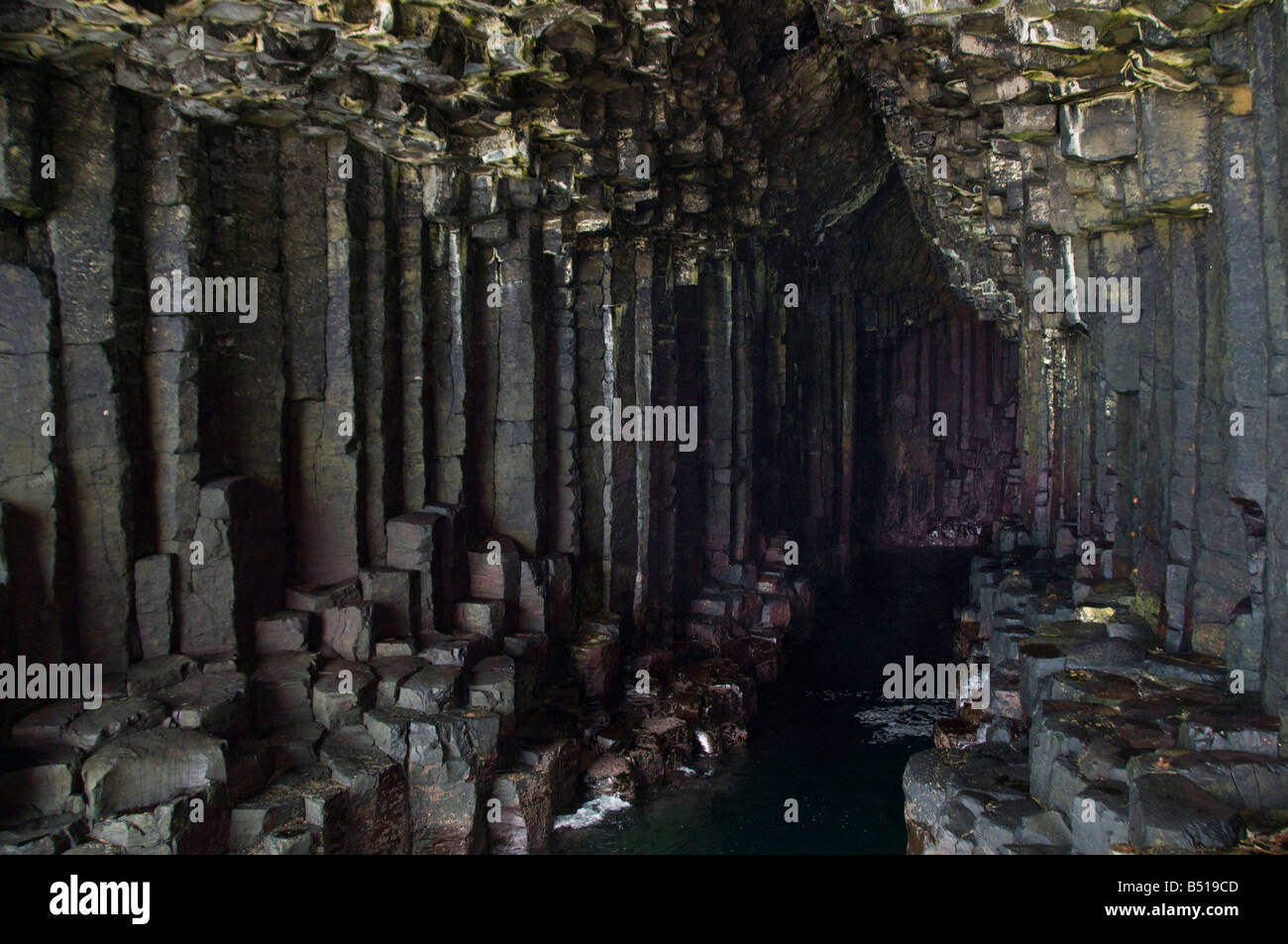 Interior of Fingal's Cave at the south of the island of Staffa showing ...