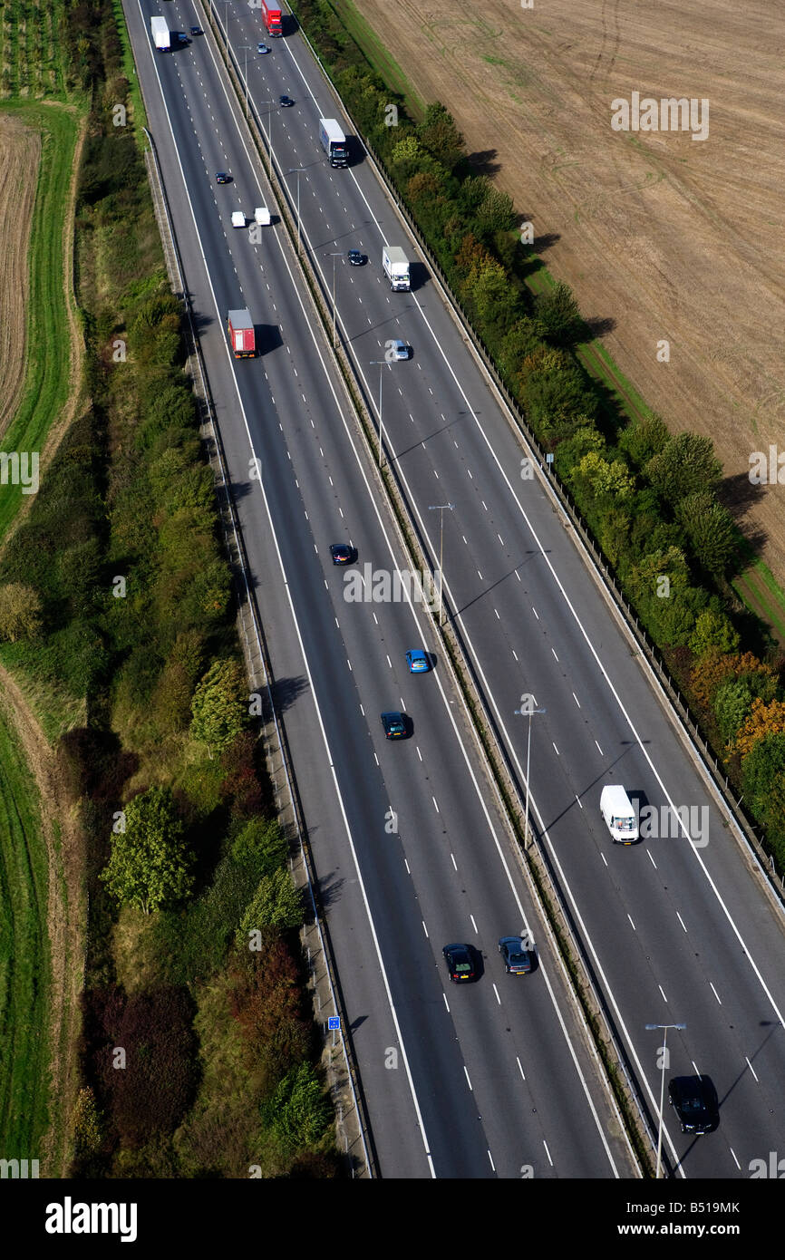 Overhead air view of british motorway,England Stock Photo - Alamy