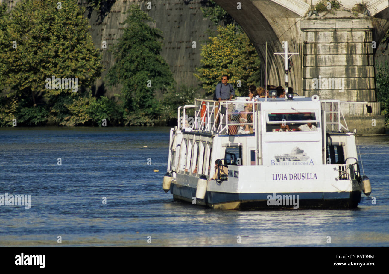 River boat on Tiber River, Rome, Italy Stock Photo - Alamy