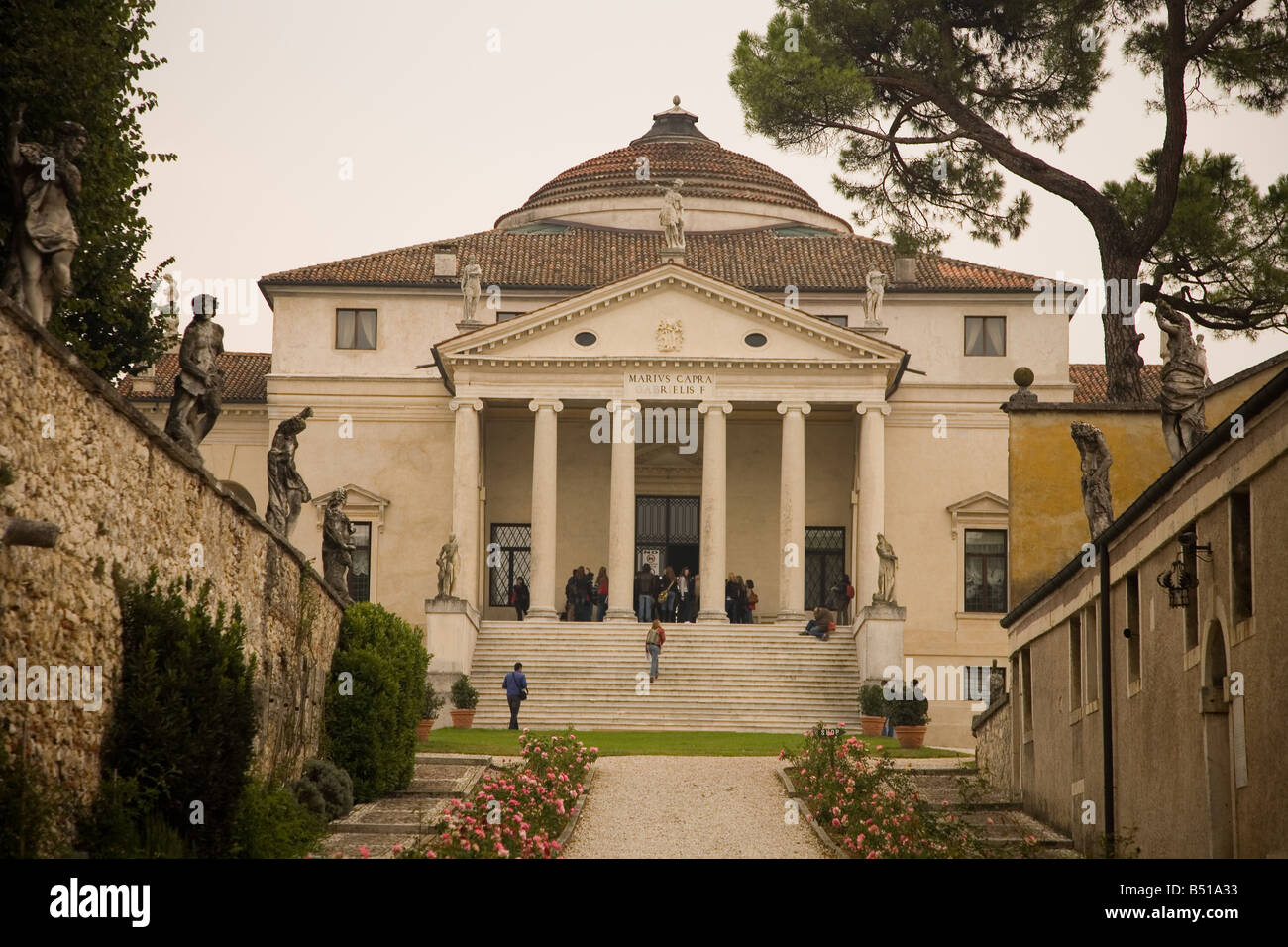 Main entranc to Villa La Rotunda designed by Andrea Palladio at Vicenza ...