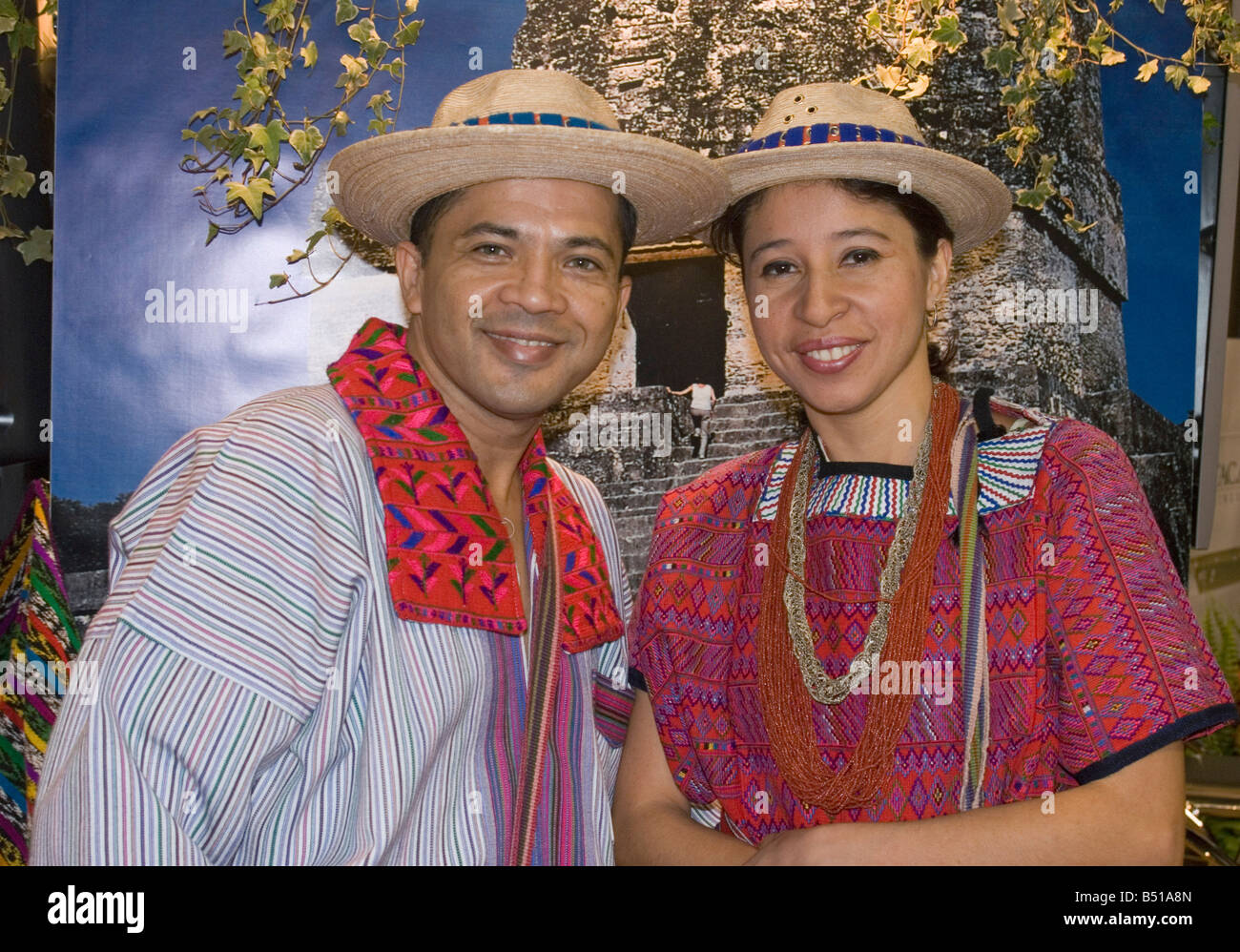 Guatemala couple wearing traditional costumes Stock Photo - Alamy