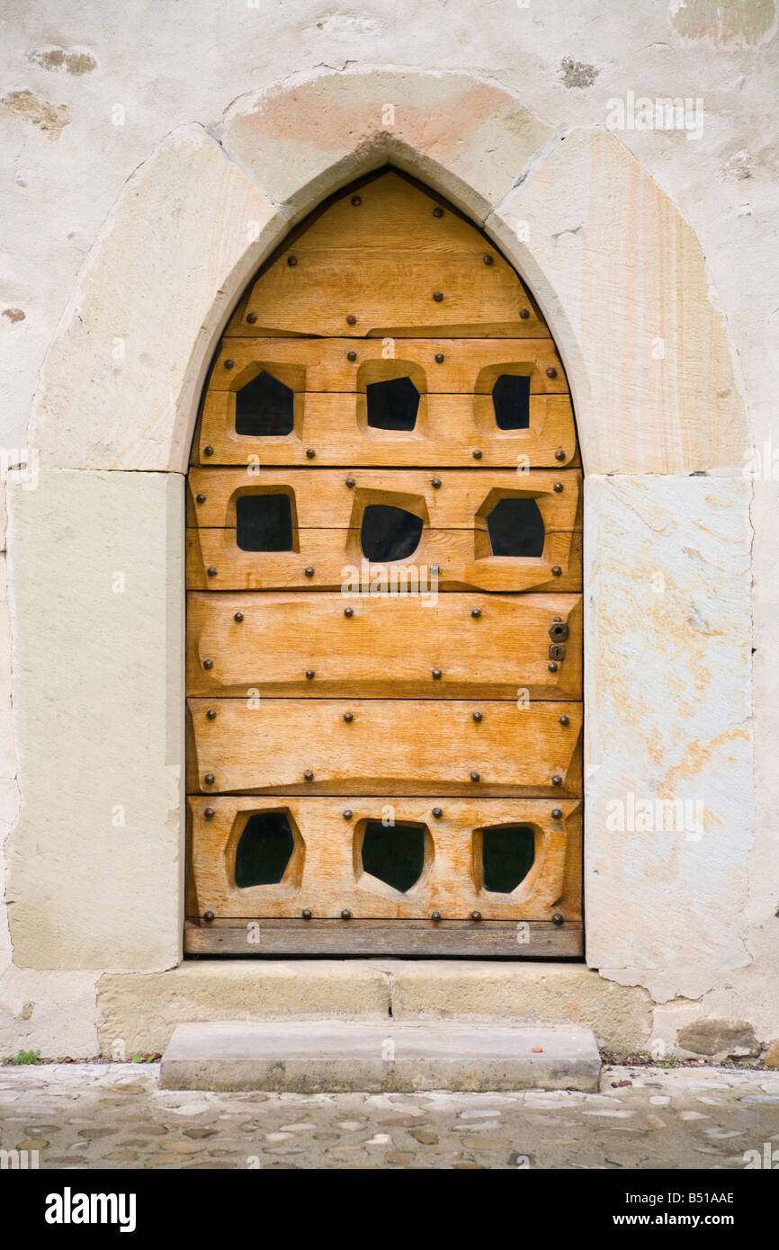 Bucovina Moldavia Romania Europe Arched doorway and old wooden door at ...