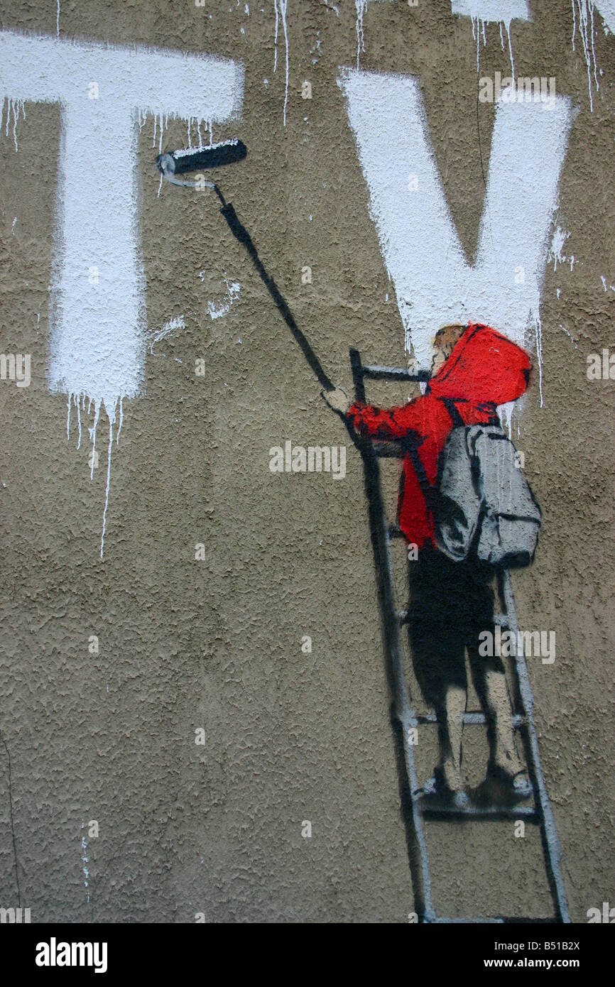 Banksy: One Nation Under CCTV newman street london Stock Photo - Alamy