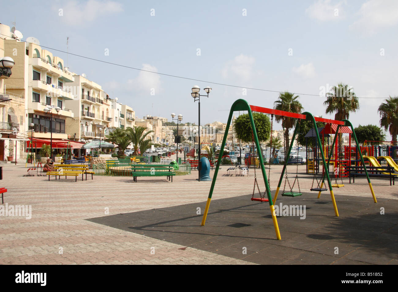The playground at Marsaskala, Malta Stock Photo - Alamy