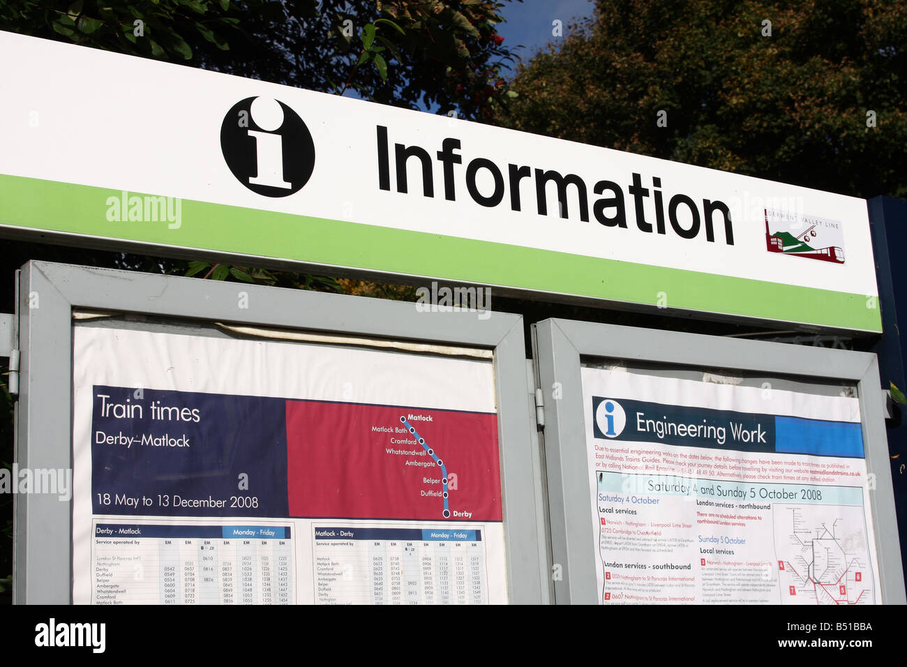 Train travel information at a U.K. train station Stock Photo - Alamy