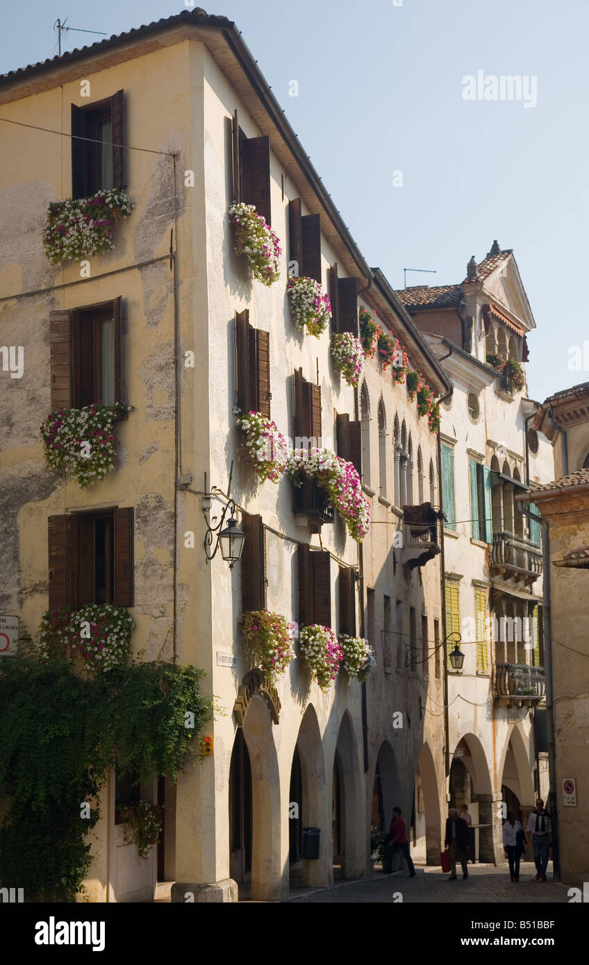 Balconies and window boxes at Asolo, Northern Italy Stock Photo - Alamy