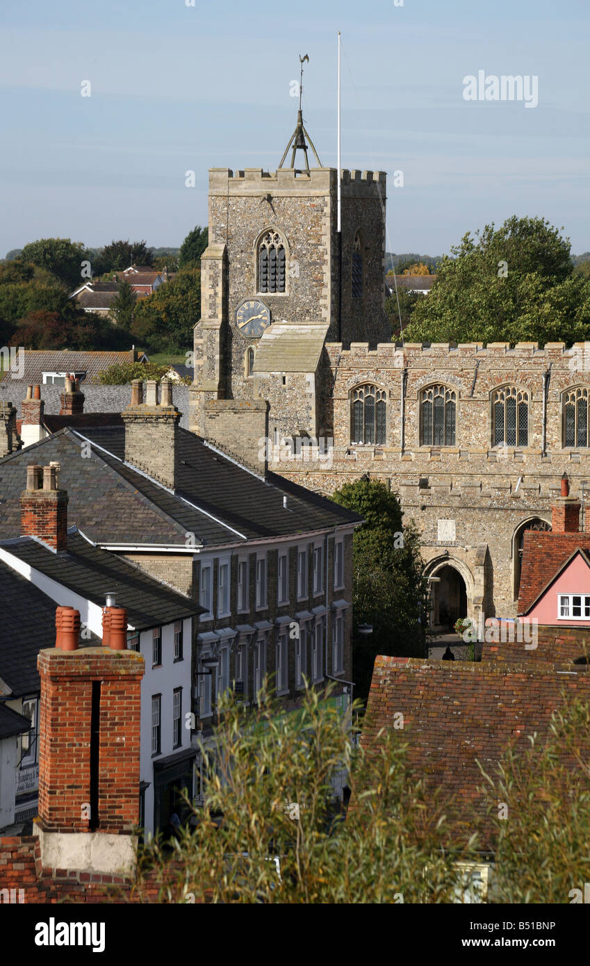 View of the small town of Clare in Suffolk showing St Peter and St Paul ...