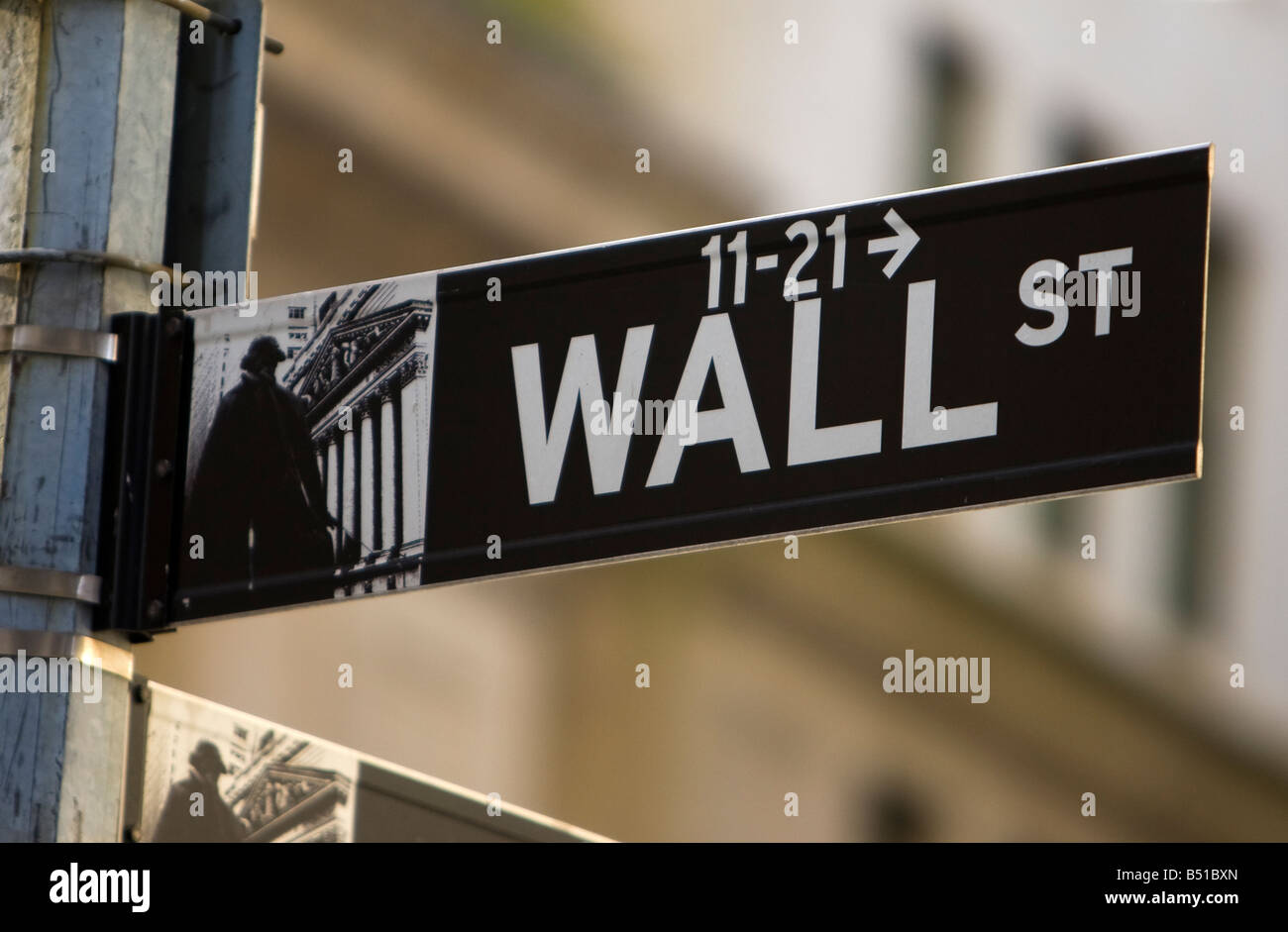 Wall Street sign in the financial district Stock Photo - Alamy