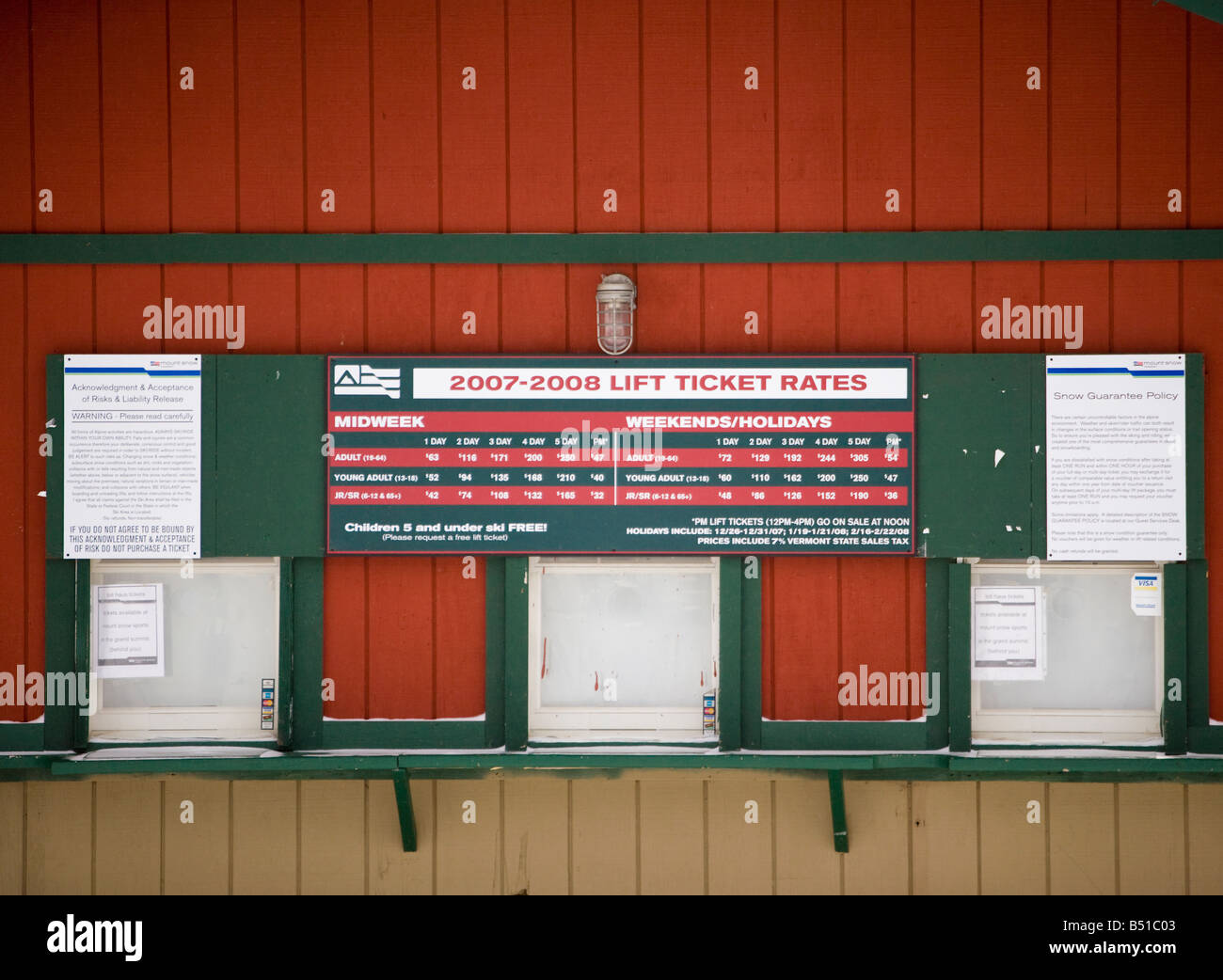 Lift ticket window at a ski resort Stock Photo - Alamy