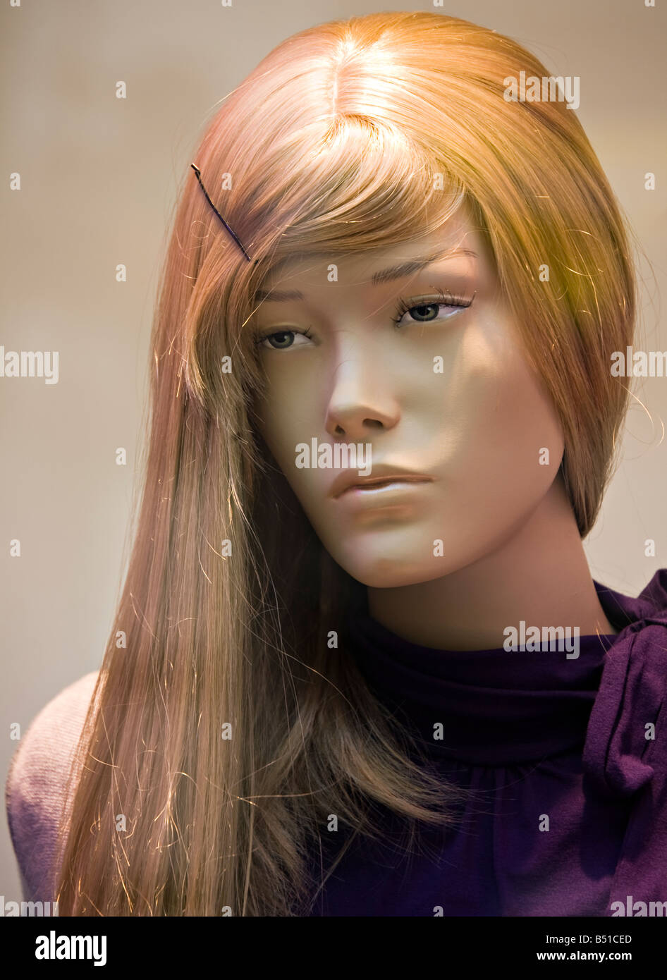 Female shop window dummy with wig Germany Stock Photo - Alamy