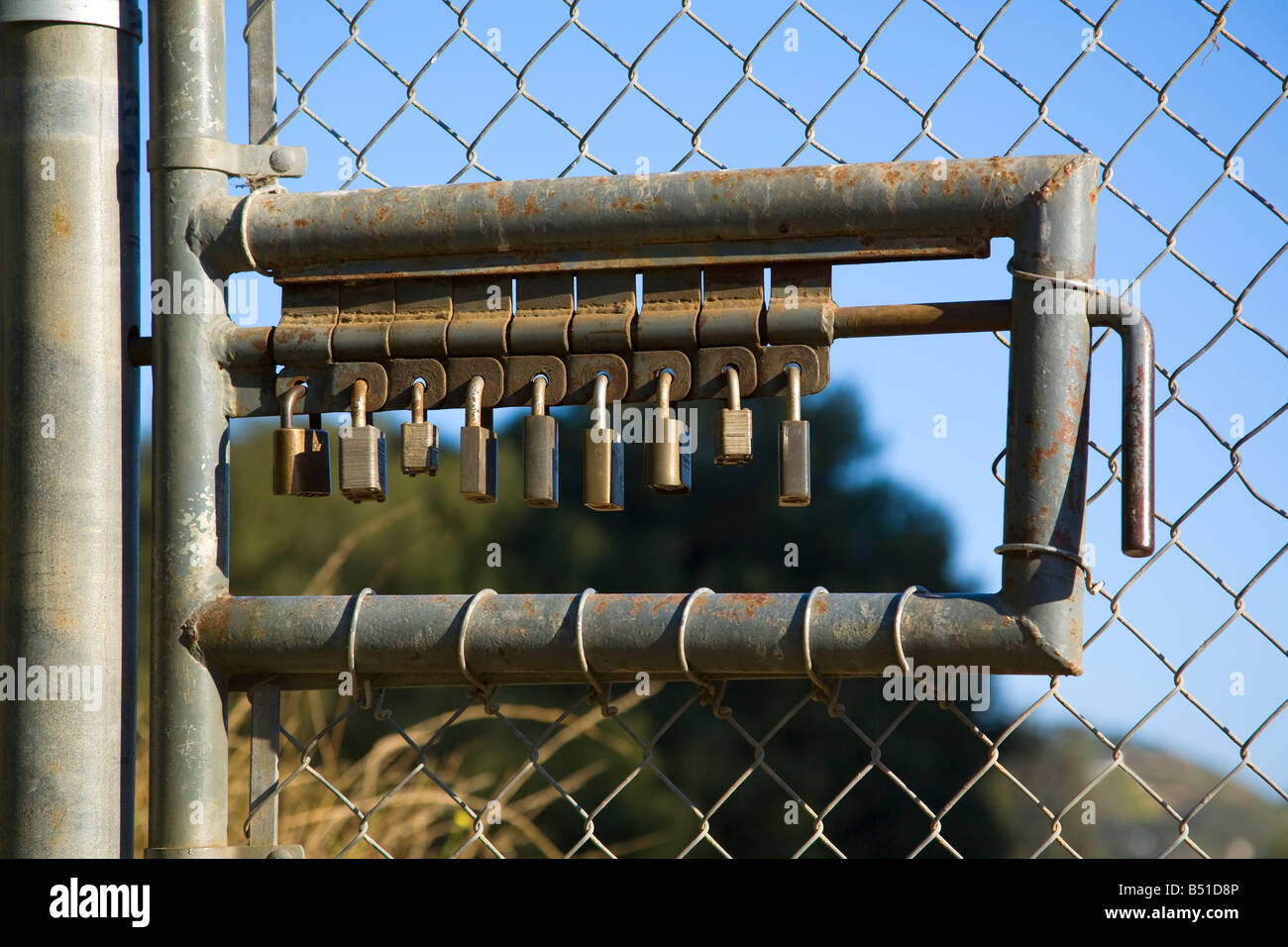 A true lock down concept, 9 pad locks make this gate to a restricted ...