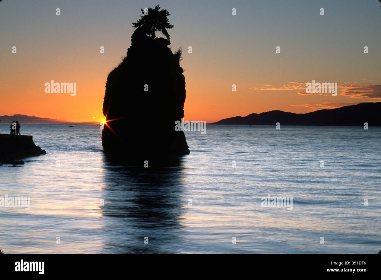 Siwash Rock in Stanley Park at sunset Vancouver British Columbia Canada ...