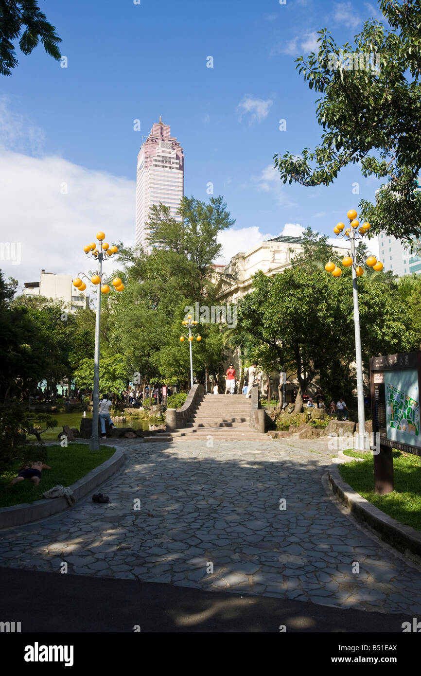 Shinkong Mitsukoshi building as viewed from Taipei's 228 Peace Park ...