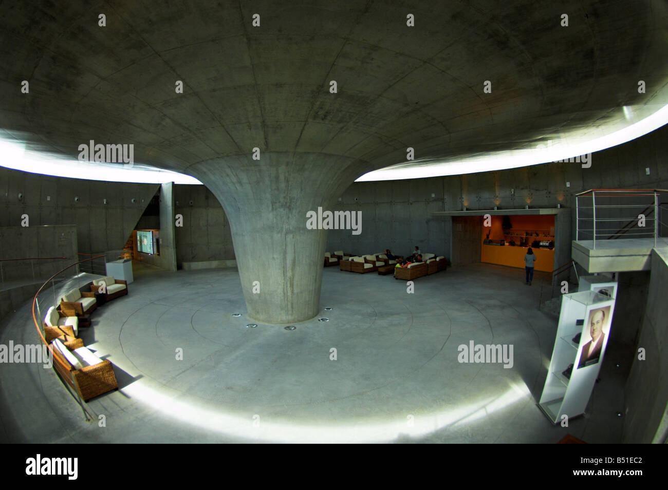 Inside the underground visitors center of the Capelinhos volcano museum ...