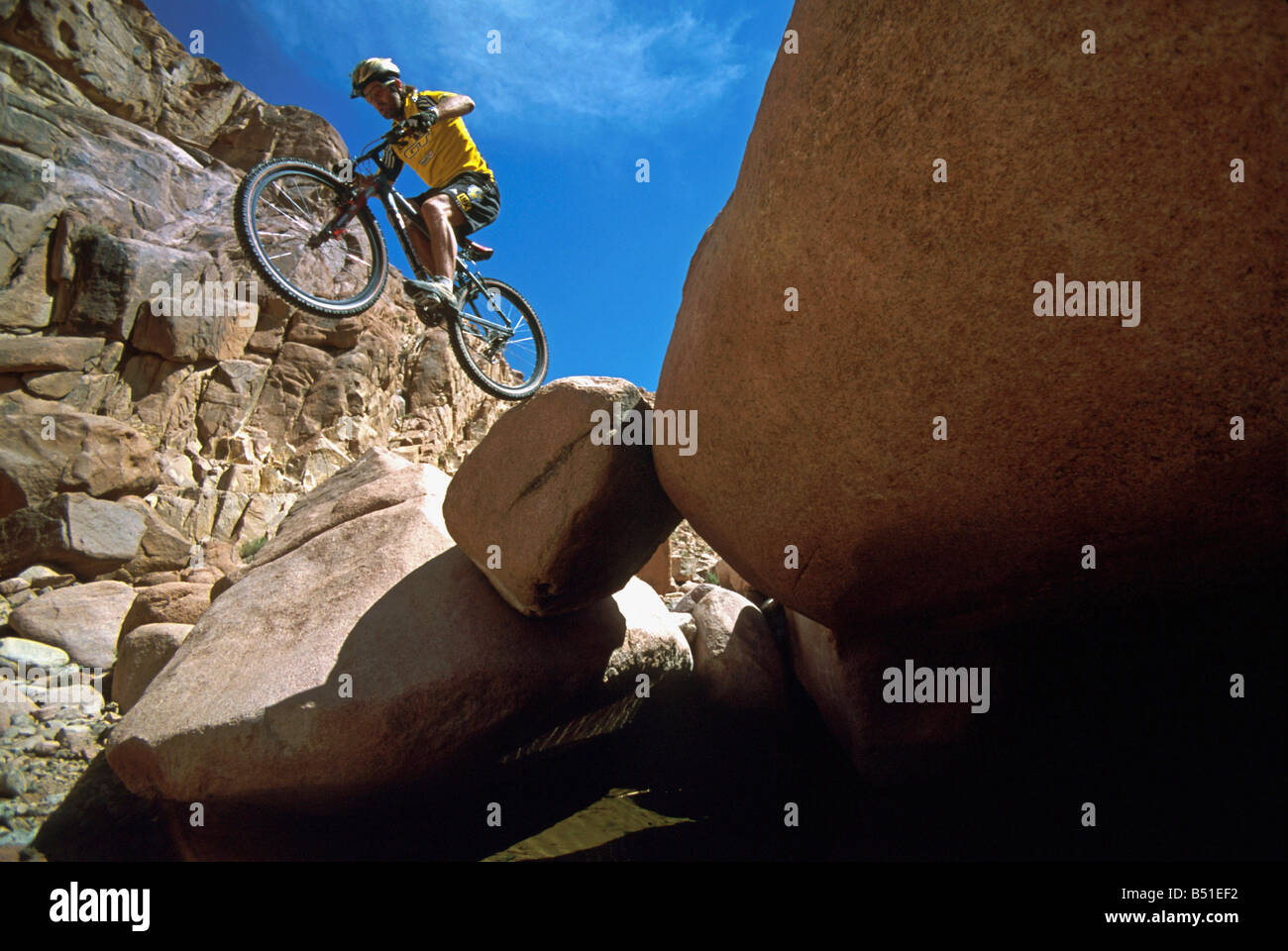 World Champion mountain biker Hans Rey riding at Elijah's Basin, Mt ...
