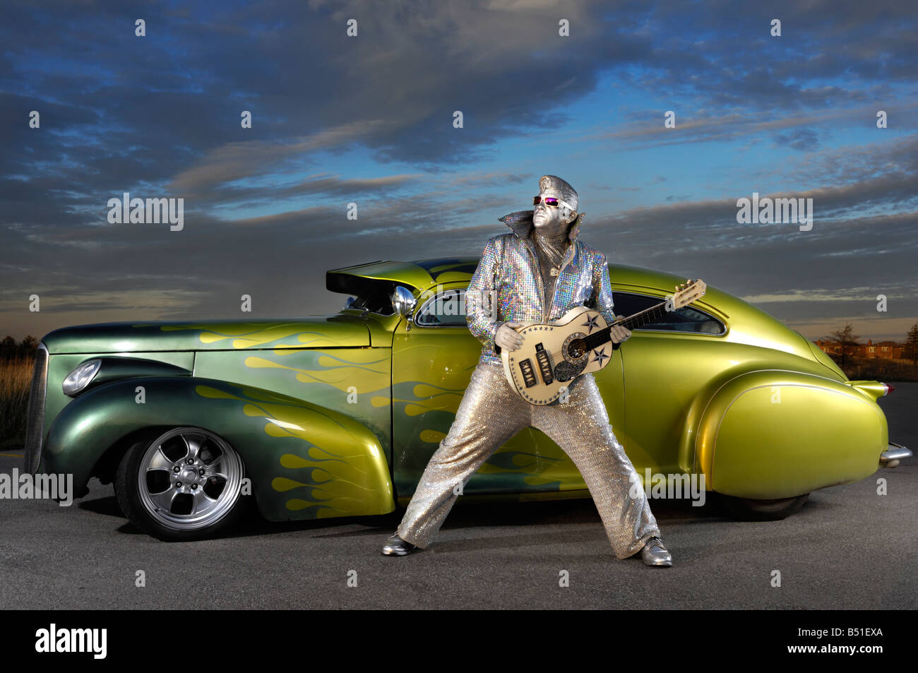 License and prints at MaximImages.com - Silver Elvis with a guitar and ...