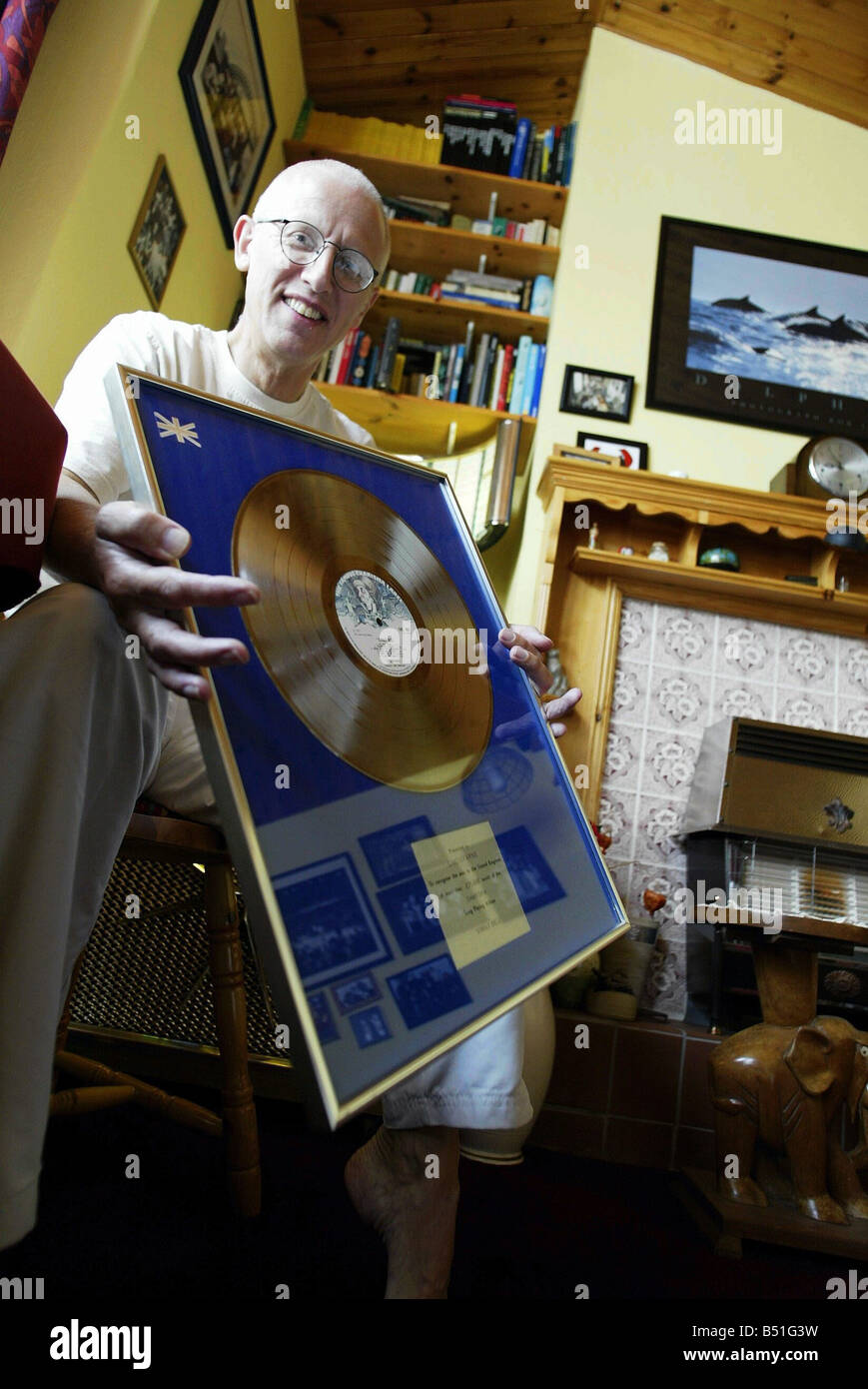 Lindisfarne drummer Ray Laidlaw with one of his gold records 31 08 05 ...